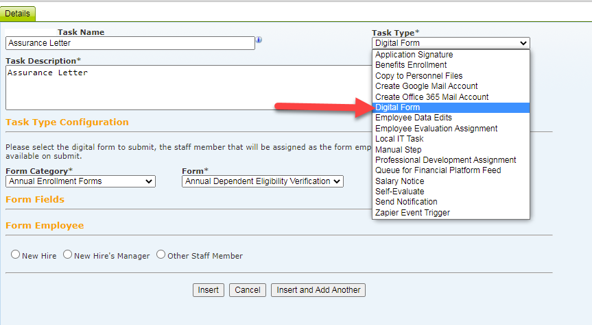 Task Type Digital Forms Schoolfront