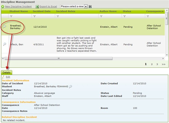 Data Grid Navigation - Main Window & Details – SchoolFront