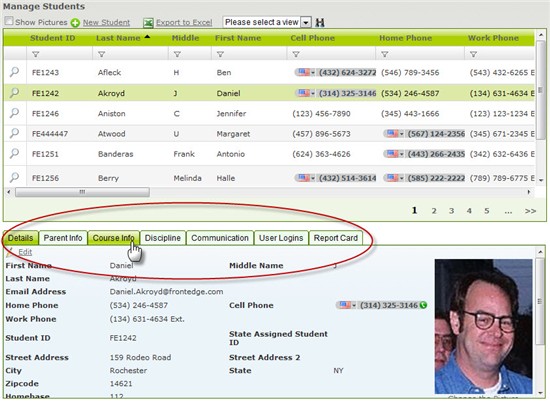 Data Grid Navigation - Main Window & Details – SchoolFront