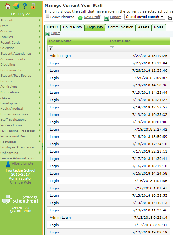 View and Edit Staff – SchoolFront