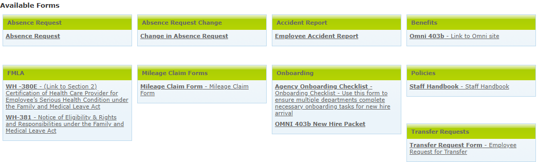 Process Forms: Available Forms – SchoolFront