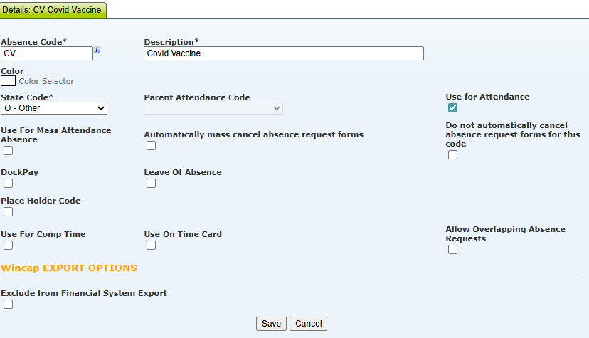 Creating and Editing Absence Codes – SchoolFront