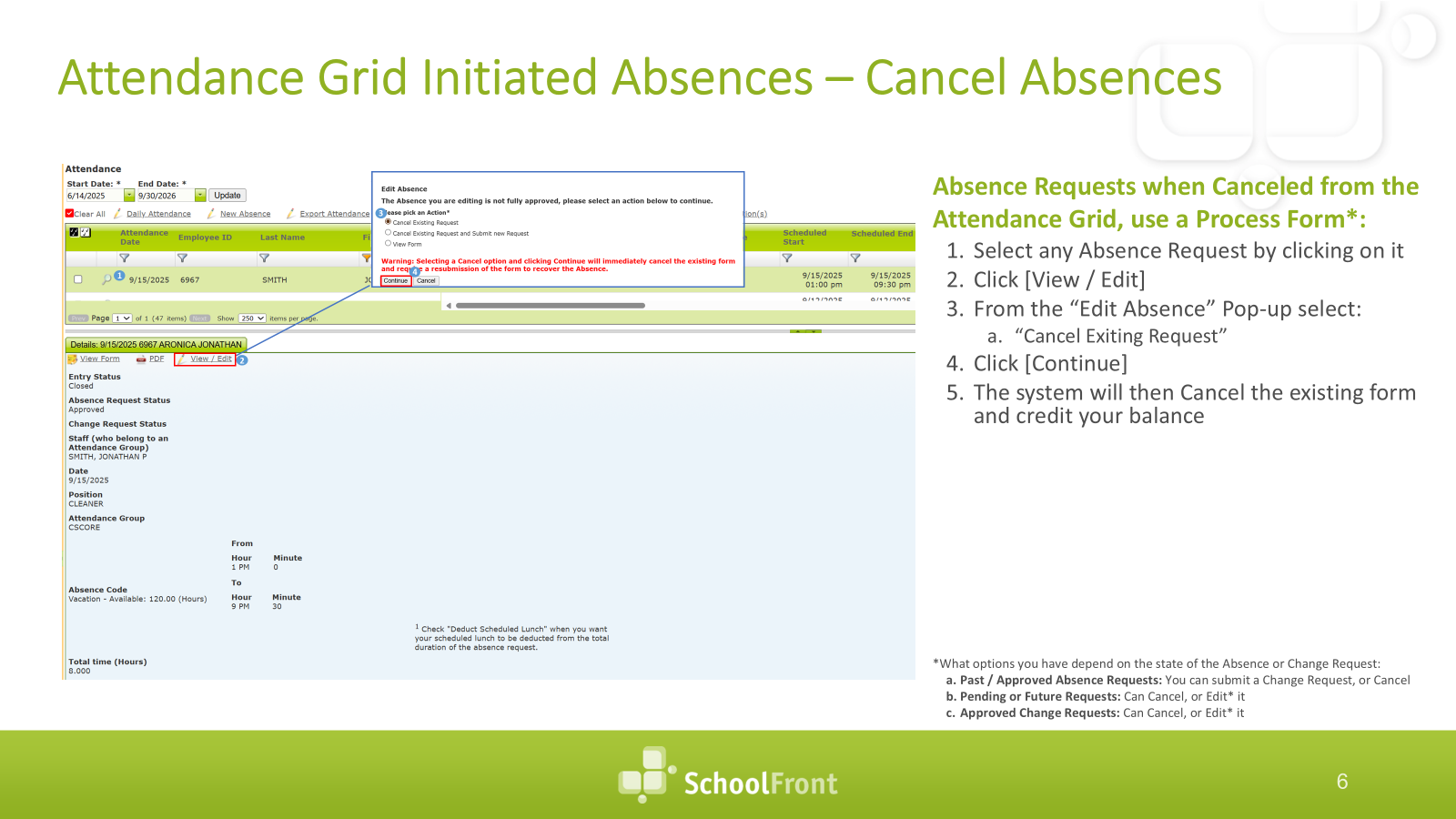 Release V1.5 Attendance Changes – SchoolFront