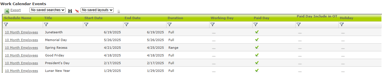 Work Calendars – SchoolFront