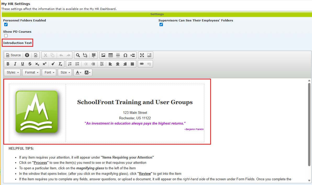 Using "My HR Settings" to Customize Your District's SchoolFront ...