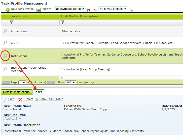Viewing Tasks in Onboarding Profiles – SchoolFront