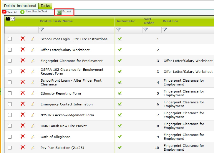 Viewing Tasks in Onboarding Profiles – SchoolFront