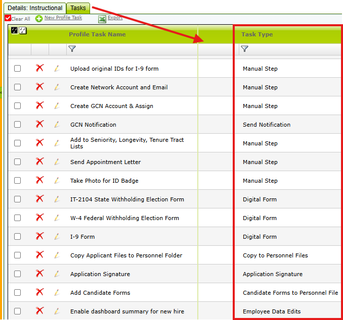 Viewing Tasks in Onboarding Profiles – SchoolFront