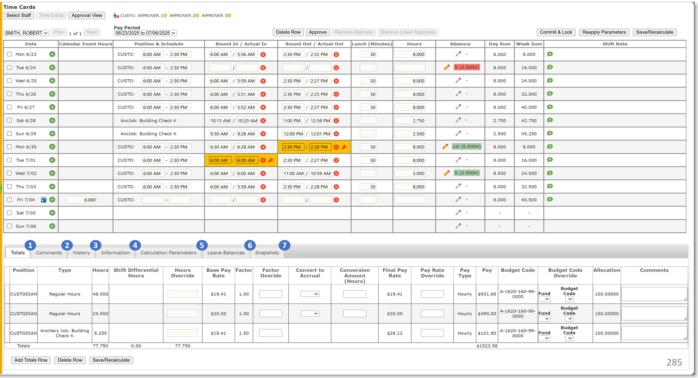 V2 Timecard Management – SchoolFront
