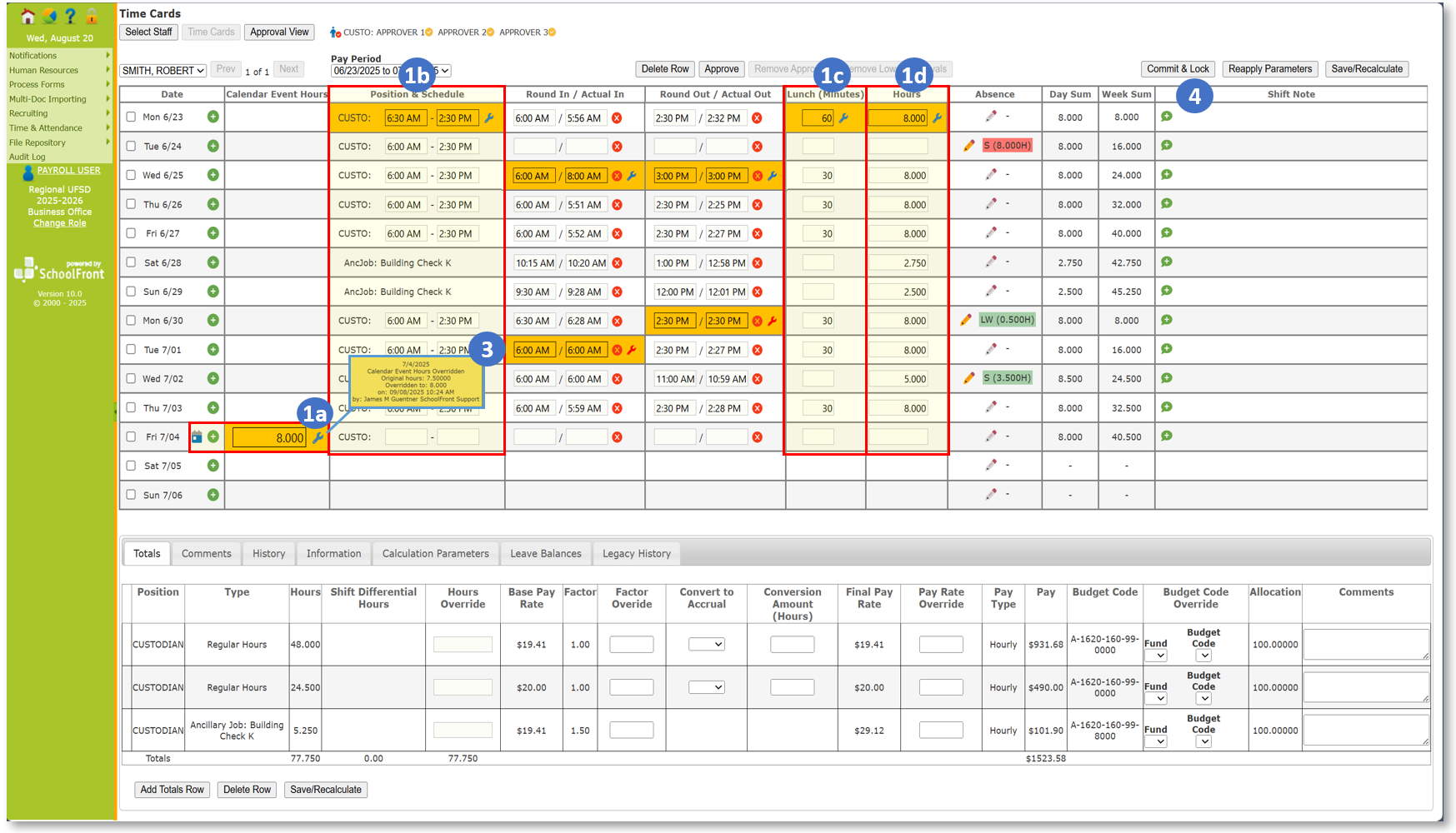 V2 Timecard Management – SchoolFront